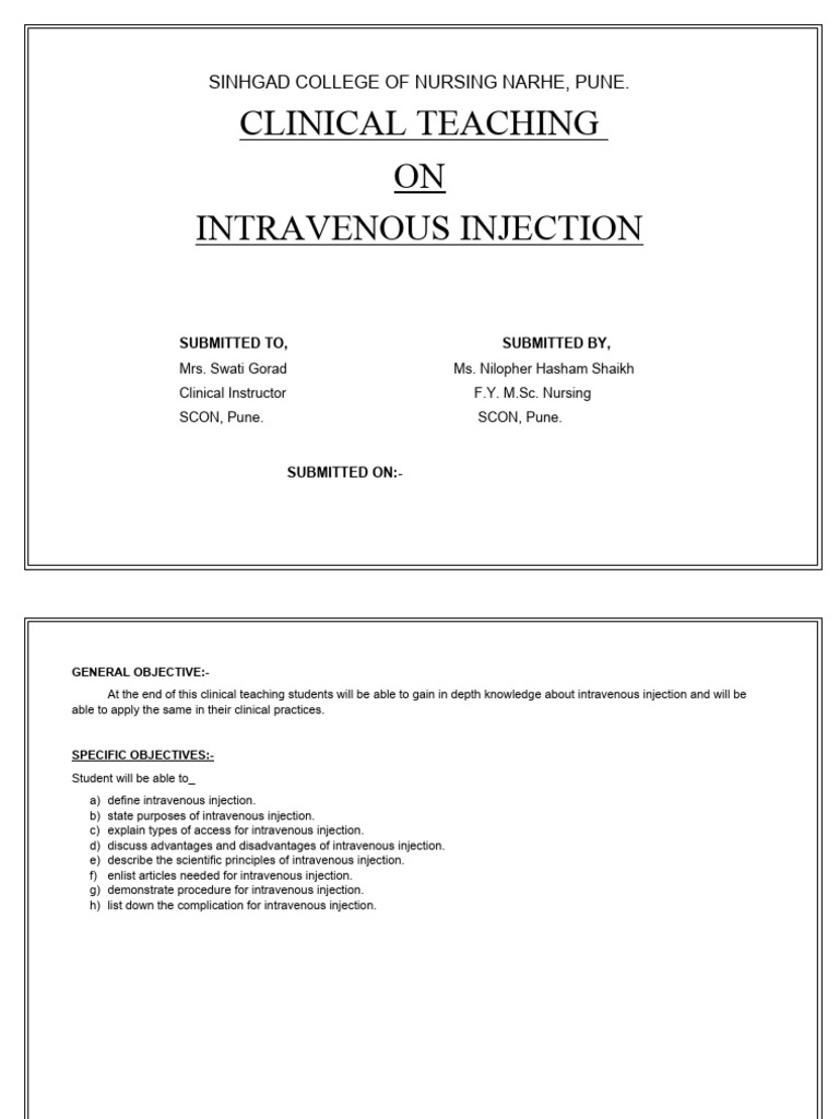 IV Injection | PDF | Intravenous Therapy | Injection (Medicine)