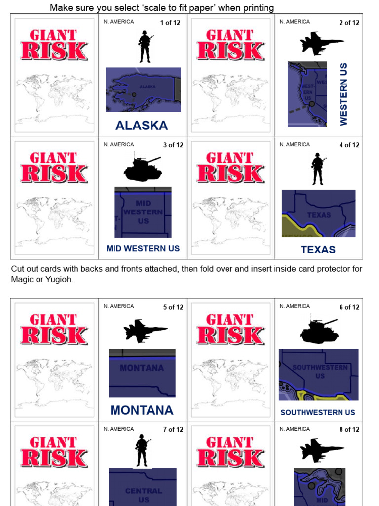 Giant Risk Territory and Mission Cards | PDF