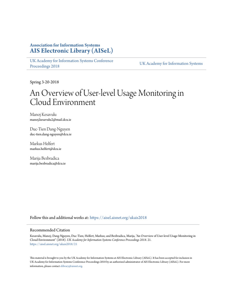 An Overview of User-Level Usage Monitoring in Cloud Environment | Download Free PDF | Cloud ...