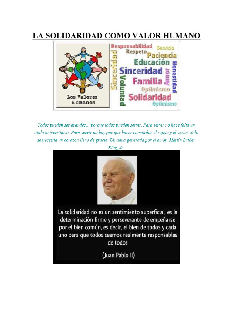 La Solidaridad Como Valor Humano | Descargar gratis PDF | Empatía