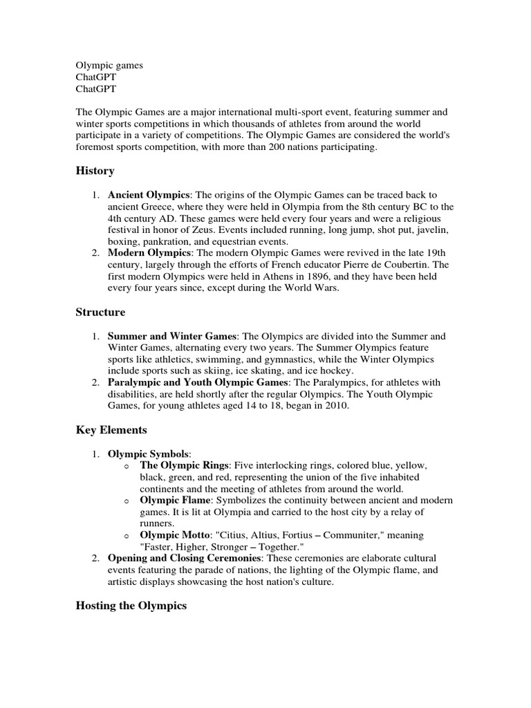 Olympic Games | Download Free PDF | Olympic Games | Sports