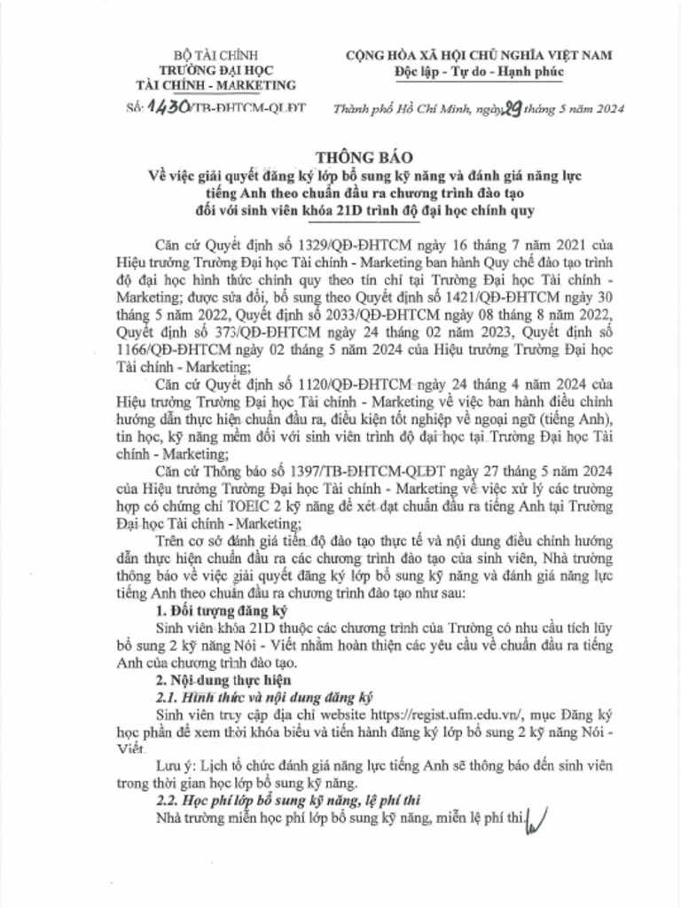 25048chinh-quy1430-TB GIAI QUYET DK LOP BS KY NANG VA DANH GIA NANG LUC ...