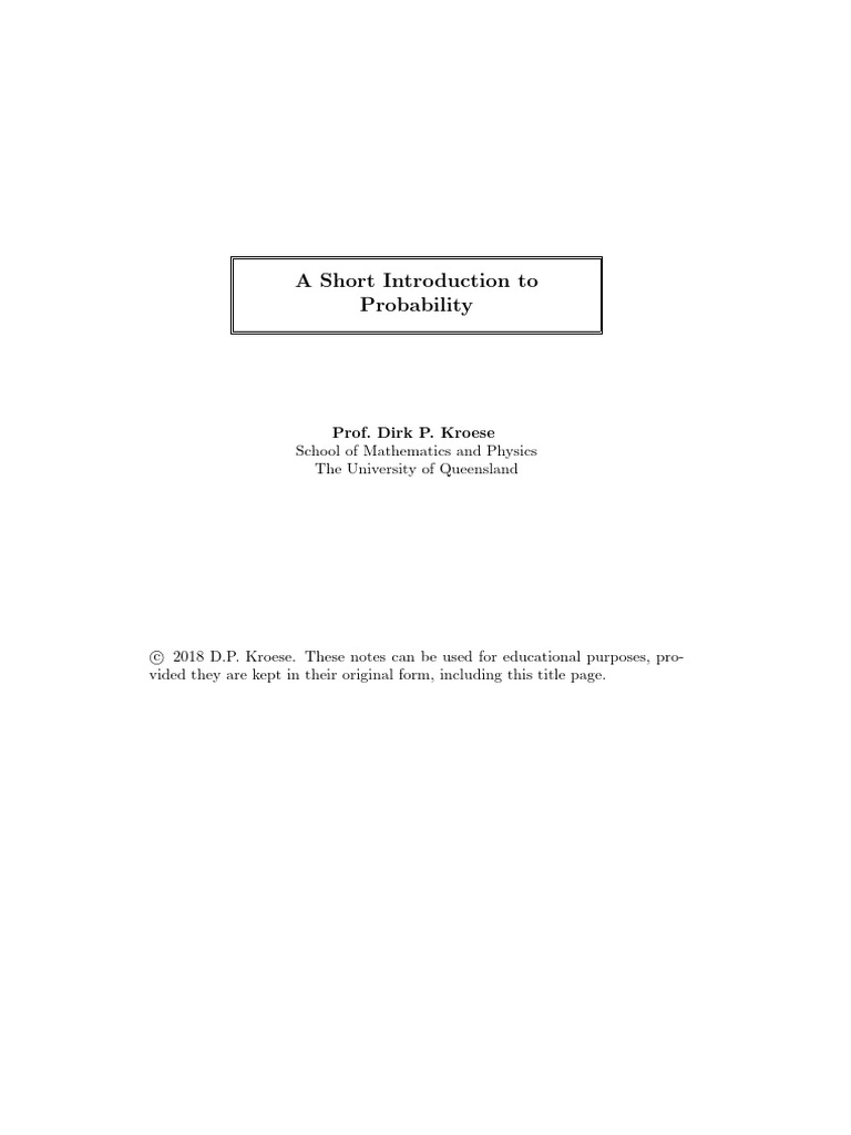 A Short Introduction To Probability | Download Free PDF | Probability Distribution | Mathematics
