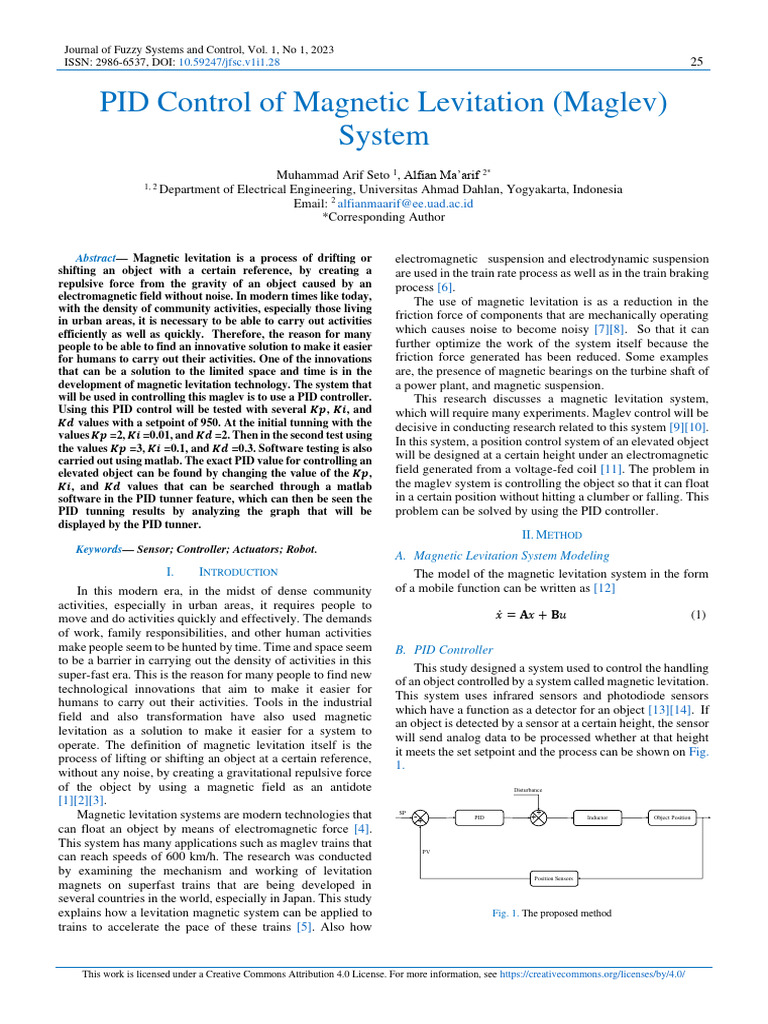 PID Control of Magnetic Levitation Maglev System | PDF | Force | Inductor