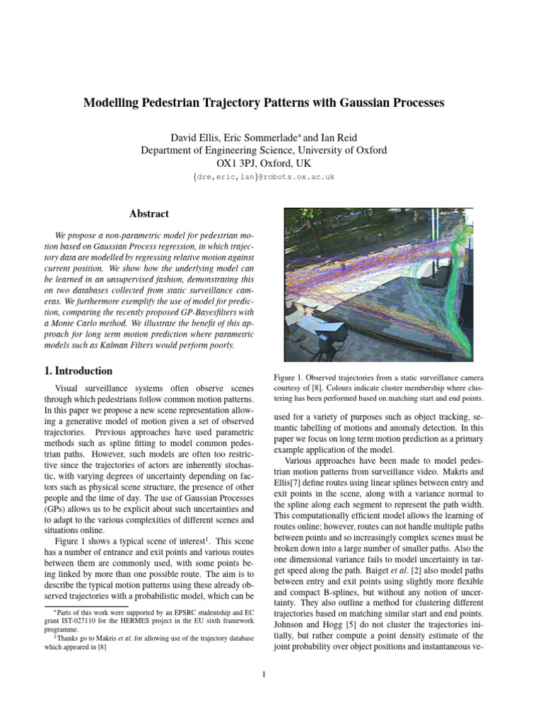 Modelling Pedestrian Trajectory Patterns With Gaussian Processes | PDF | Kalman Filter | Prediction