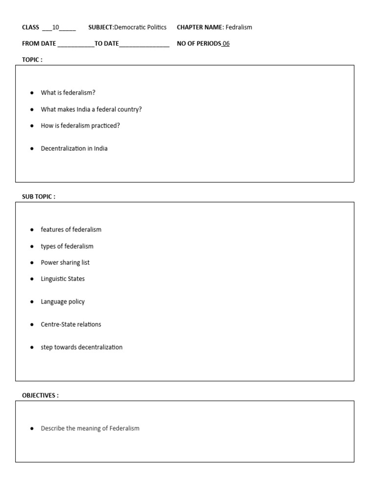 Lesson Plan Federalism | PDF