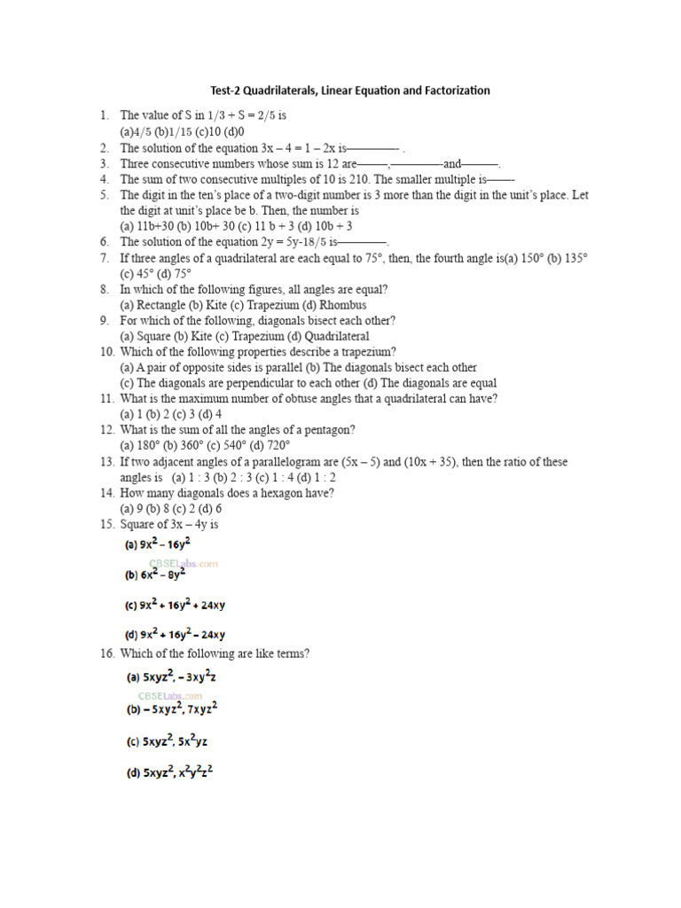 Quad Fact Lin | PDF | Rectangle | Geometric Shapes