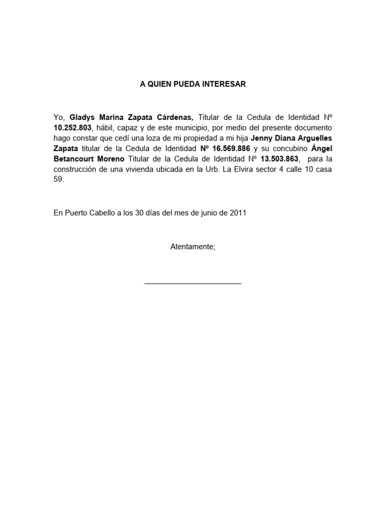 A QUIEN PUEDA INTERESAR. Casa | PDF