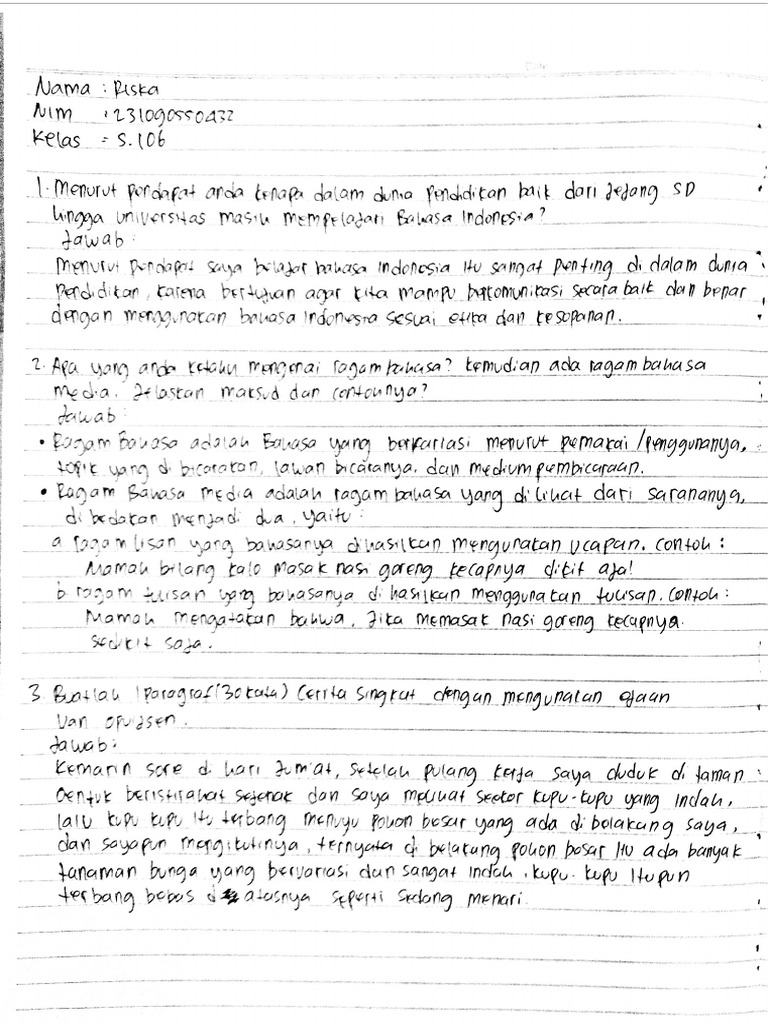 UTS B. Indonesia-Riska | PDF