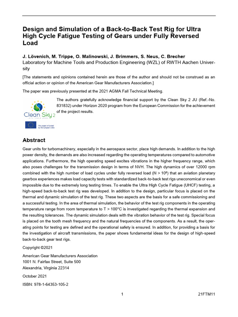 Back to back test rig | PDF | Gear | Damping