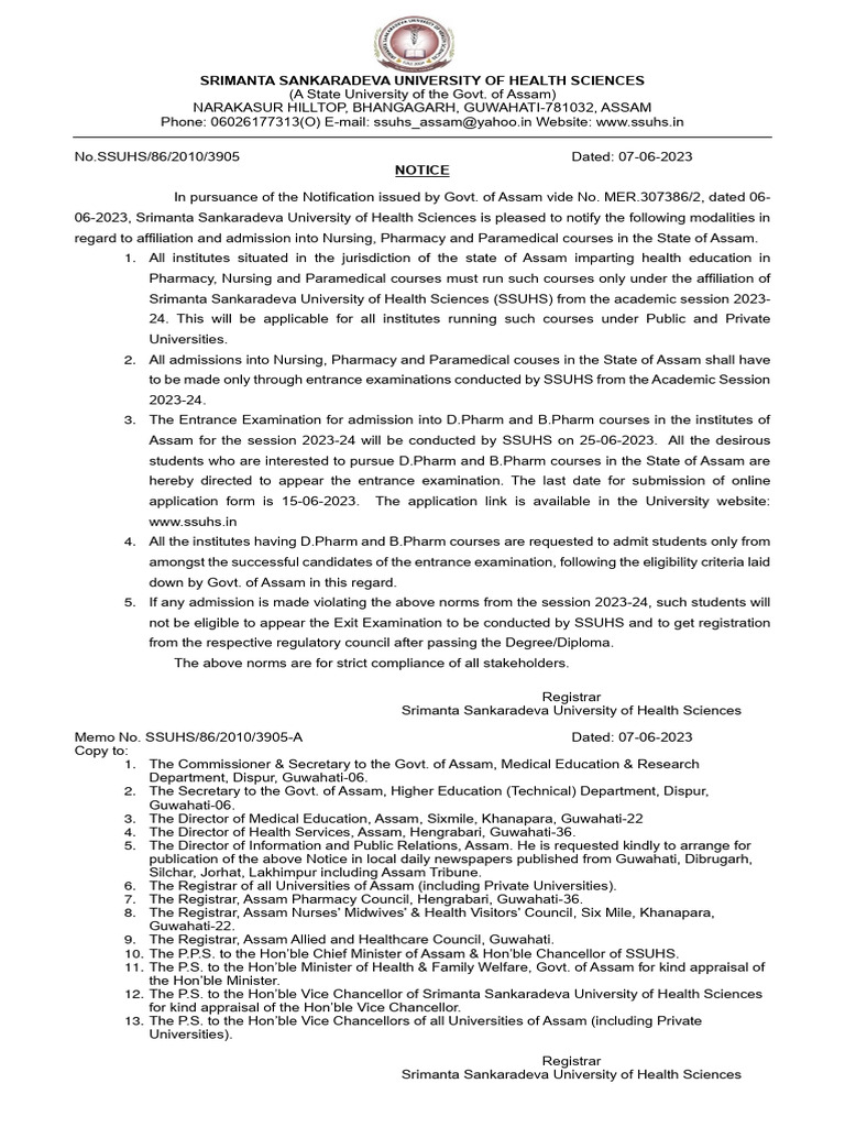 Notice Nurisng Paramedical Pharmacy | PDF | Health Care | Social Programs