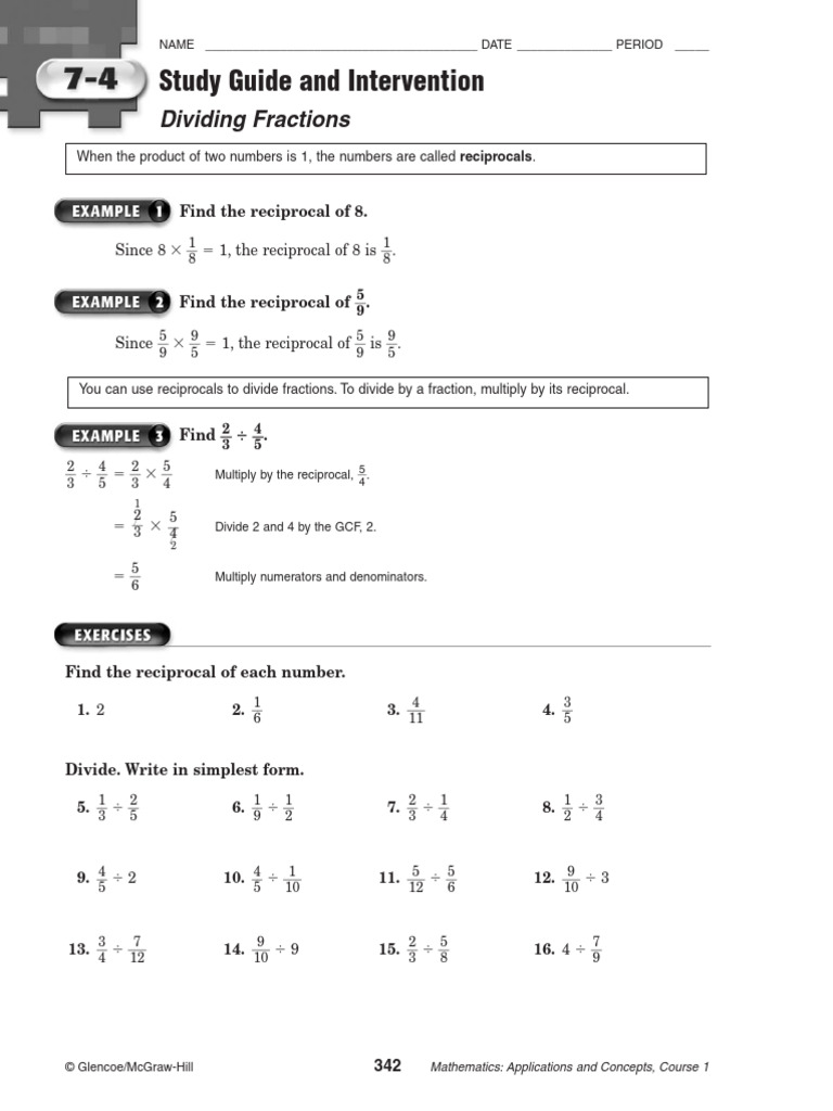 Fraction Division Study Guide | PDF | Multiplication | Mathematical ...