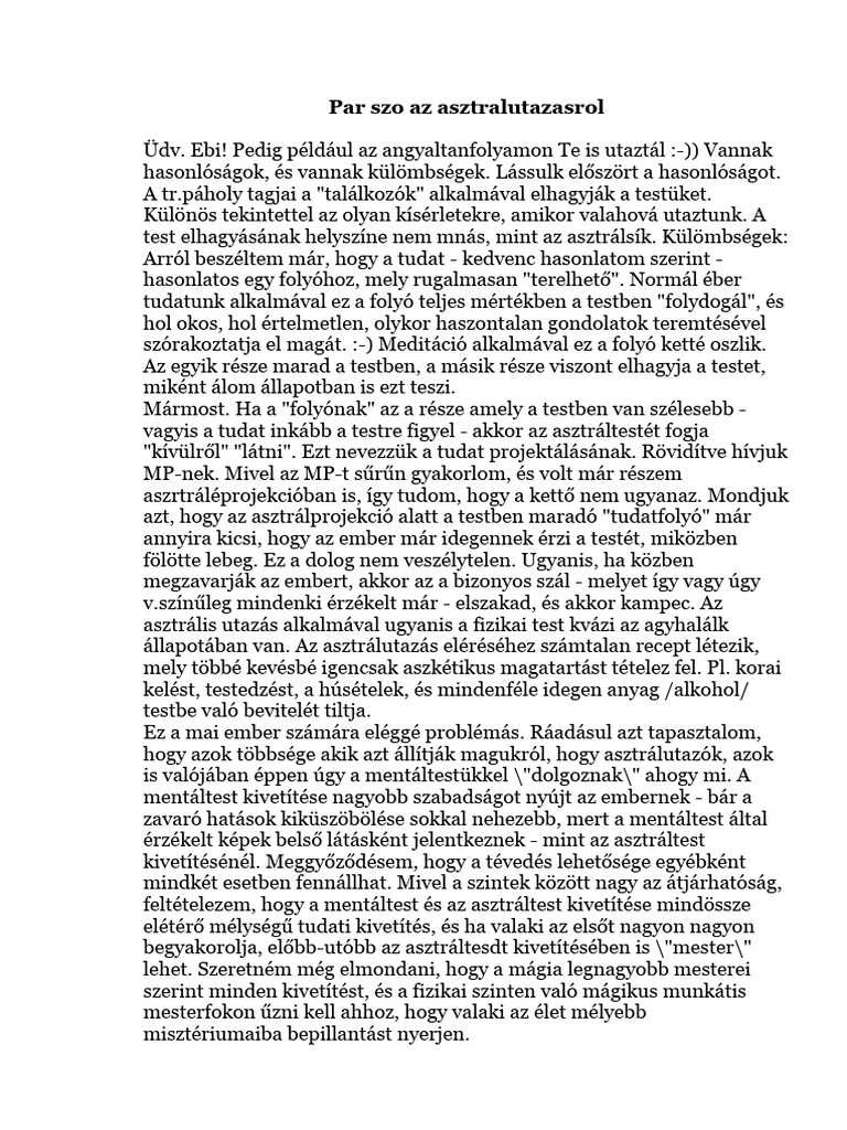 Roviden Az Asztralutazasrol | PDF