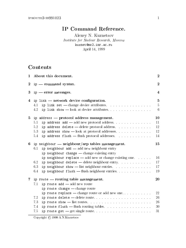 IP Comand Reference | PDF | Ip Address | Internet Protocols