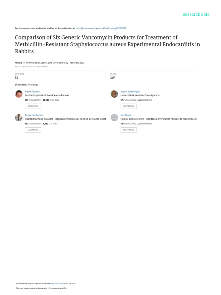Vancomycin Products for MRSA Endocarditis | PDF | Methicillin Resistant ...