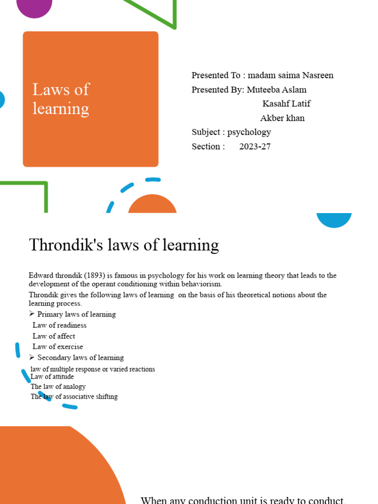 Laws of Learning | Download Free PDF | Learning | Classical Conditioning