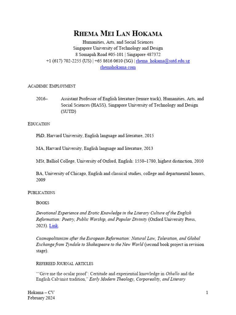 Rhema Hokama: Academic Profile | PDF | Humanities | Renaissance