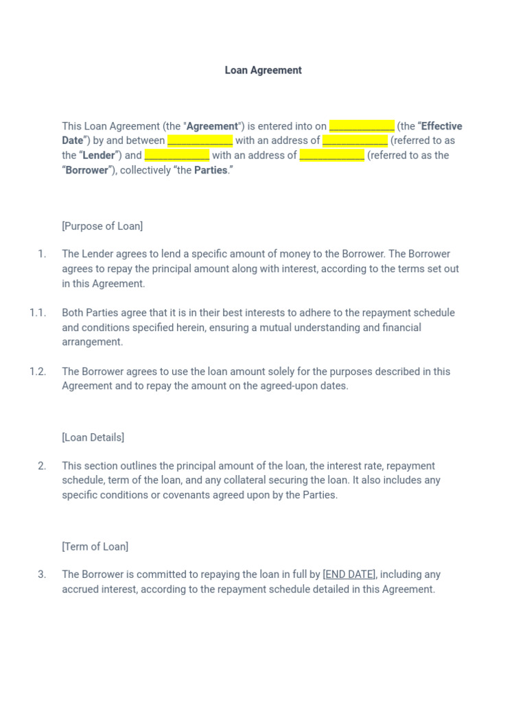 Loan Agreement Contract Template | PDF
