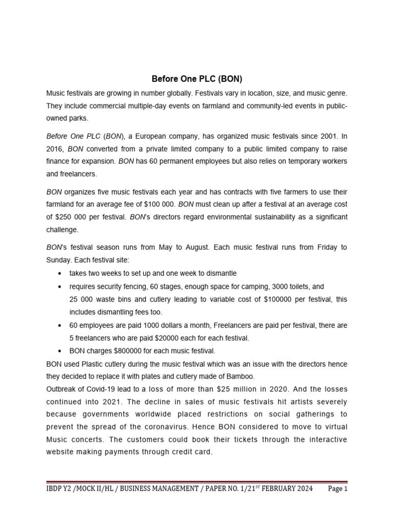 BON Paper 1 | PDF | Profit (Economics) | Option (Finance)