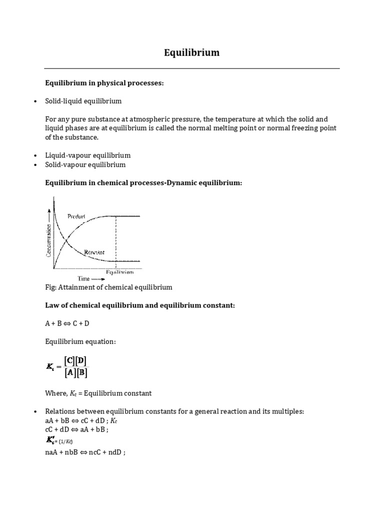 equilibrium notes | Download Free PDF | Chemical Equilibrium | Ph