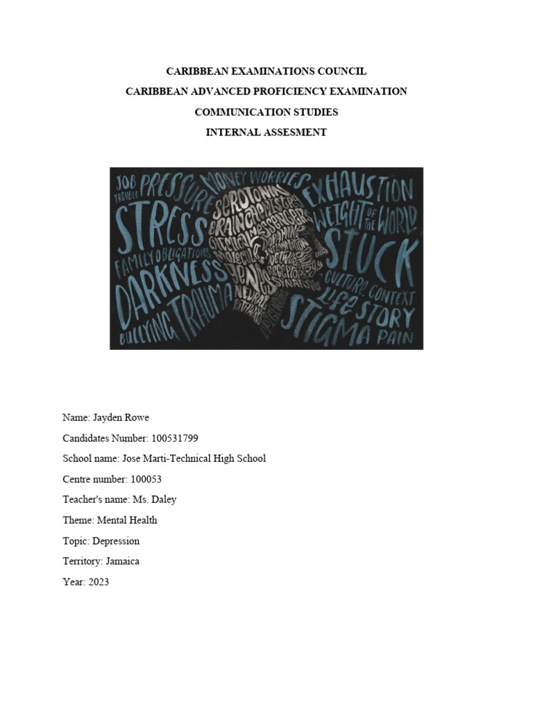 Communication Studies IA 2.7 | PDF | Major Depressive Disorder | Mental ...