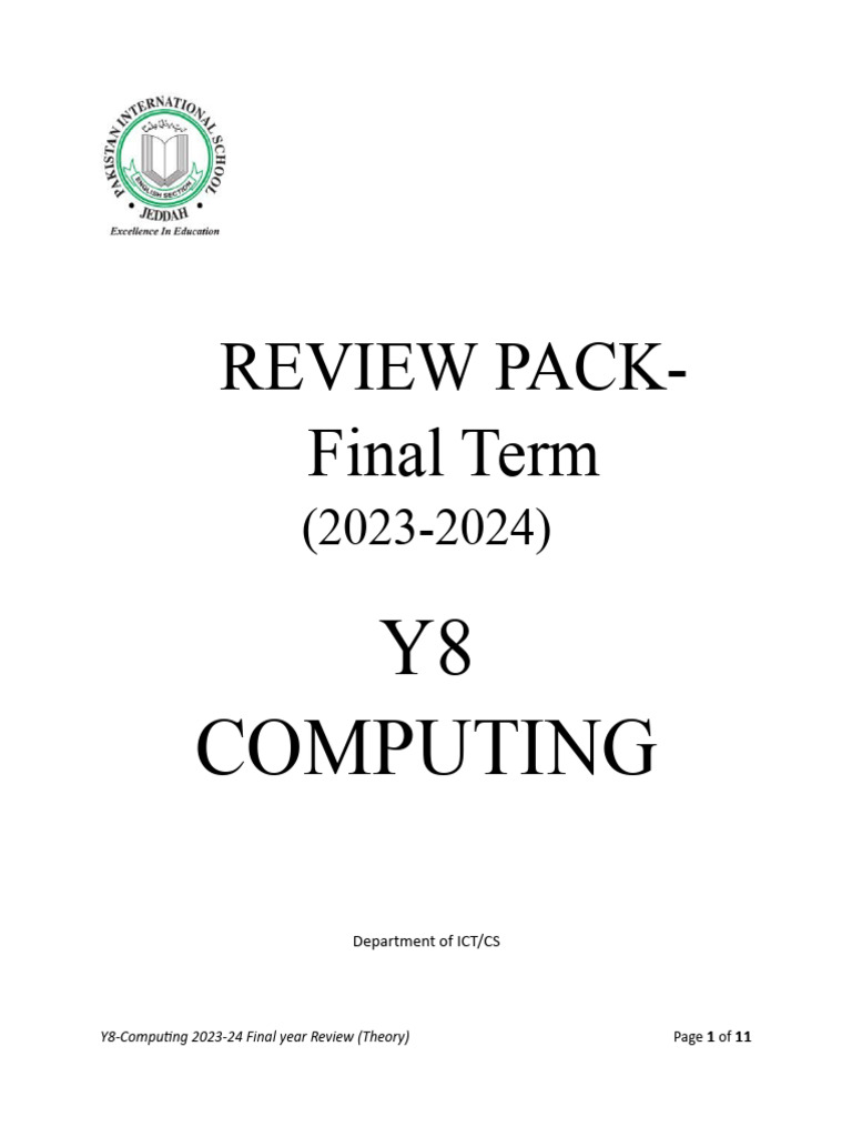 Y8 Computing Final Review 2023-24 | PDF | Operating System | Computer Network