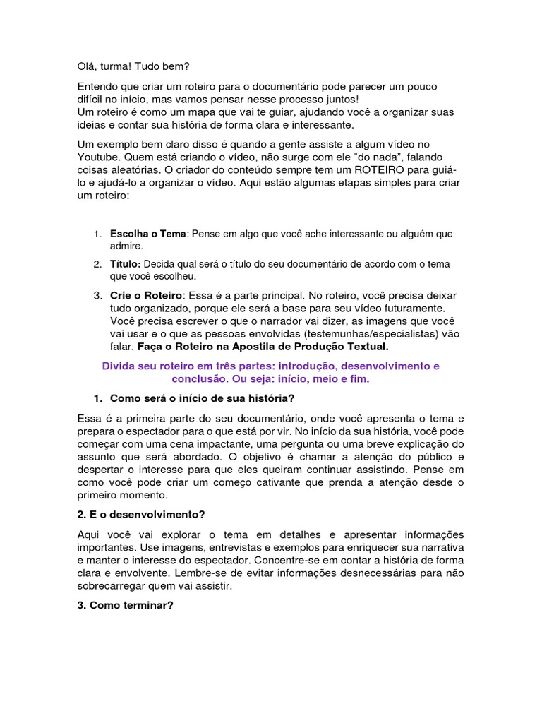 como escrever um roteiro | PDF | Roteiro | Documentário