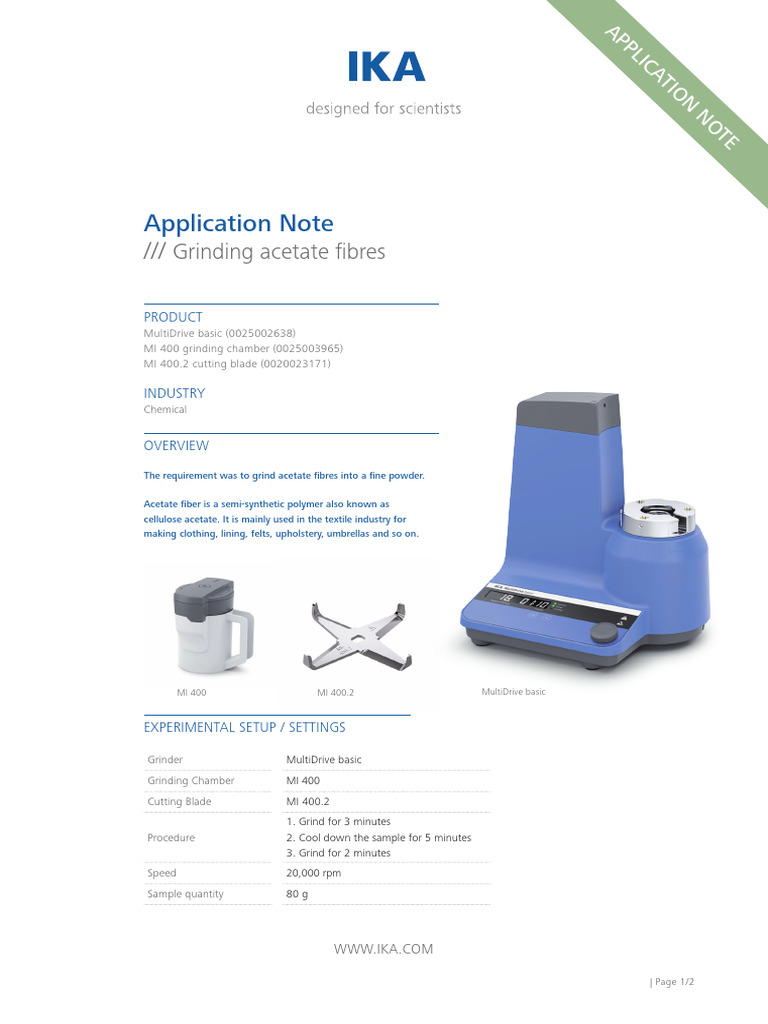 IWK - MultiDrive - Basic - Acetate - Fibre - Appl Note - EN - Web | PDF ...
