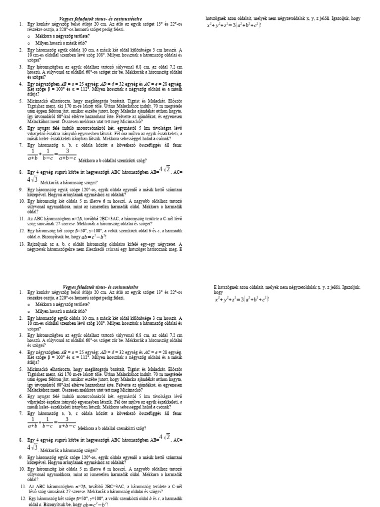 Vegyes Sinus Cosinus | PDF