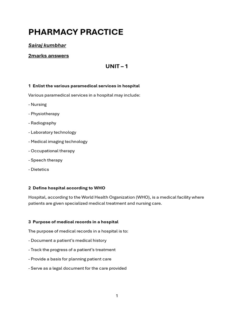 Pharmacy Practice 2 Marks $K | PDF | Pharmacy | Medical Prescription