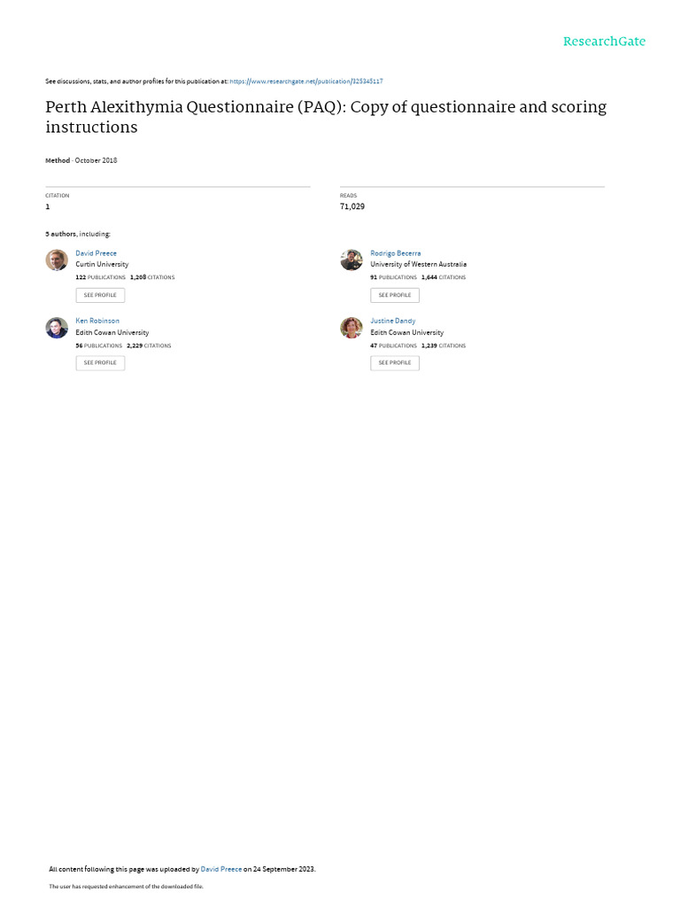 PAQ Copy of Questionnaire and Scoring Manual 2023 6 | PDF | Feeling ...