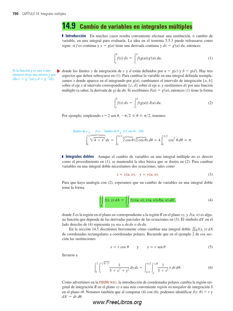 Cambio de Variables en Integrales Múltiples - Cap. 14.9 | PDF ...