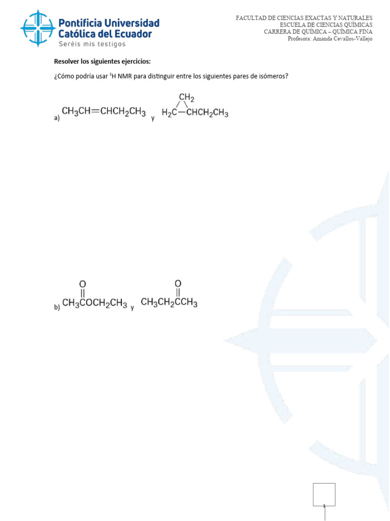 Ejercicios 1H RMN Puce1 | PDF | Química | Ciencias fisicas