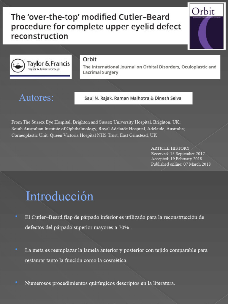 Reconstruccion Parpado | PDF | Ojo humano | Oftalmología