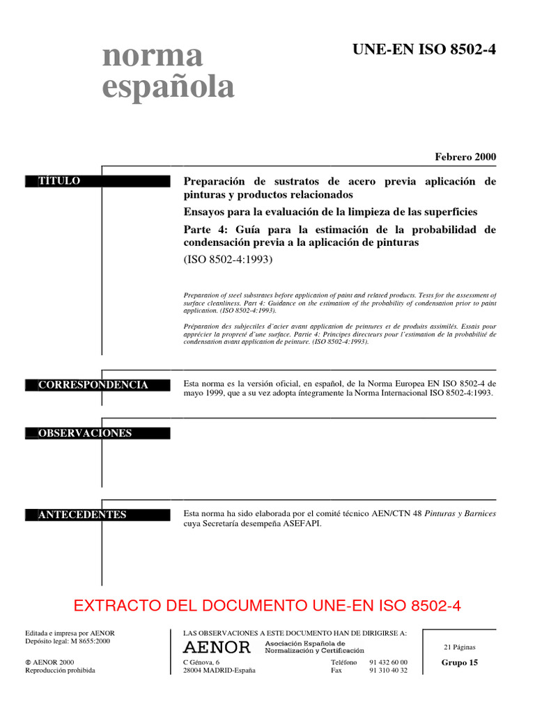 (Ex) Une-En Iso 8502-4 2000 | PDF