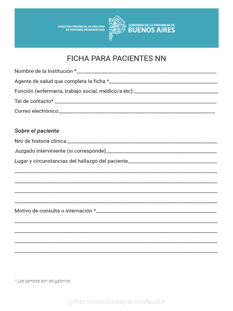 Ficha para Pacientes NN | PDF | Medicina | Cuidado de la salud