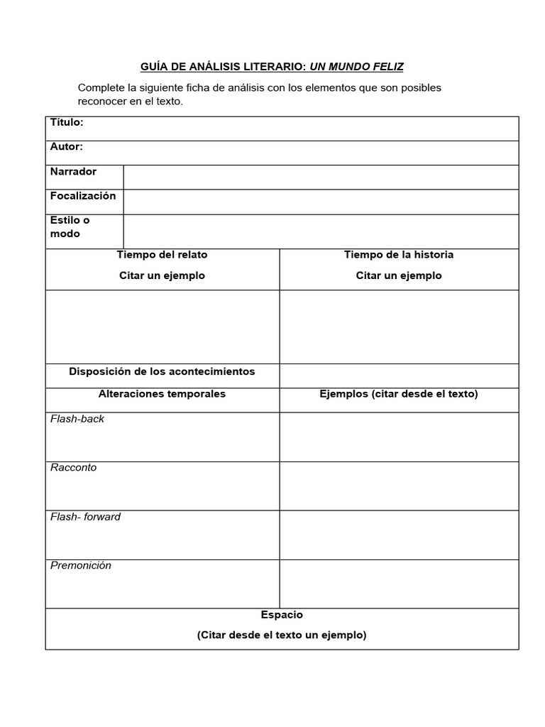 Guia de Análisis Narrativo | PDF