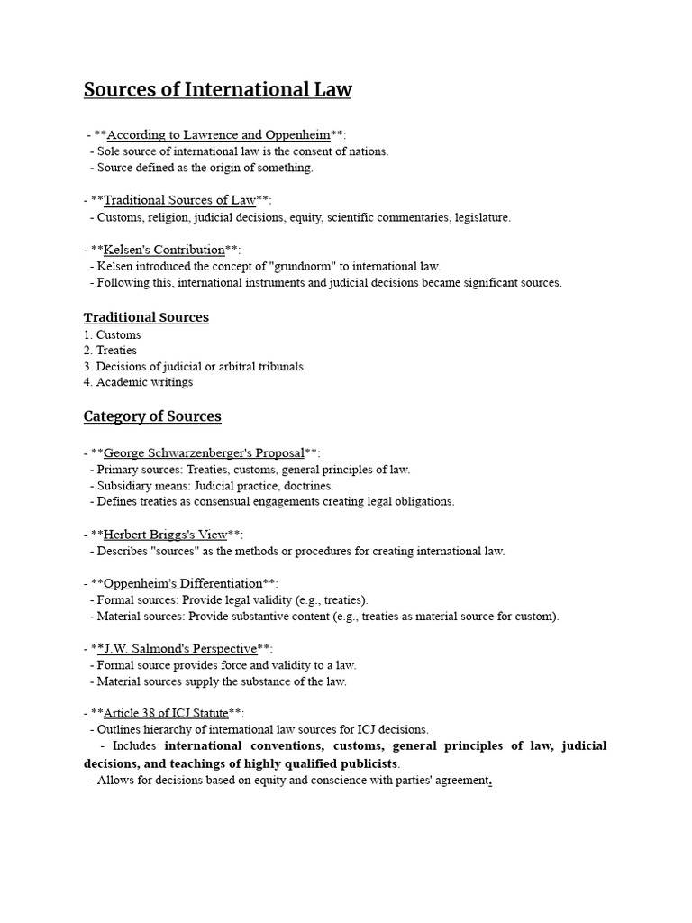 Sources of International Law | PDF | International Law | Treaty