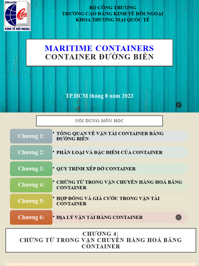 Cont - C4-Chung Tu Trong VCHH Bang Container | PDF