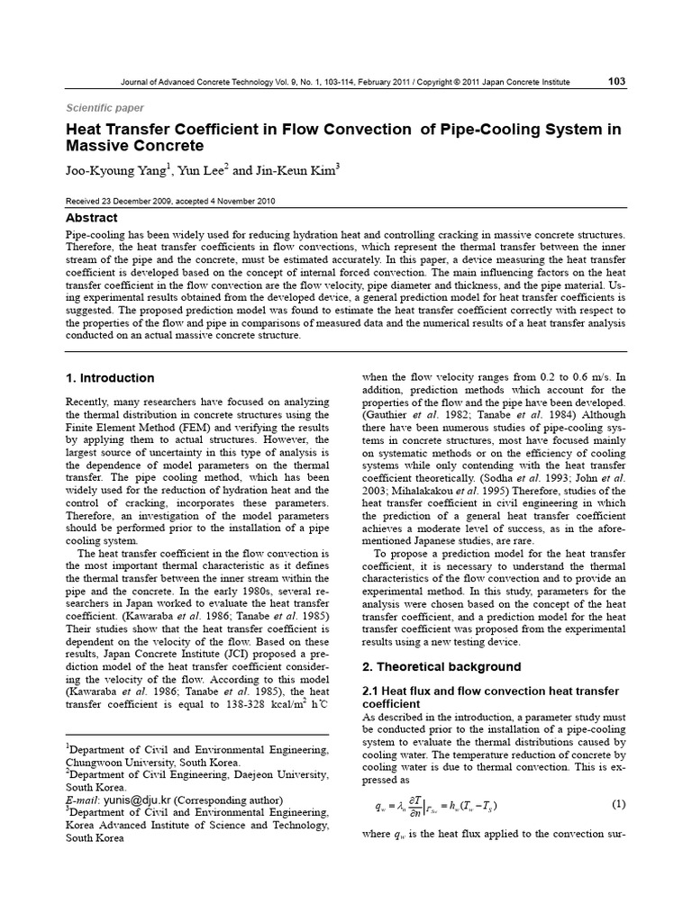 (2011) Heat Transfer Coefficient in Flow Convection of Pipe-Cooling ...