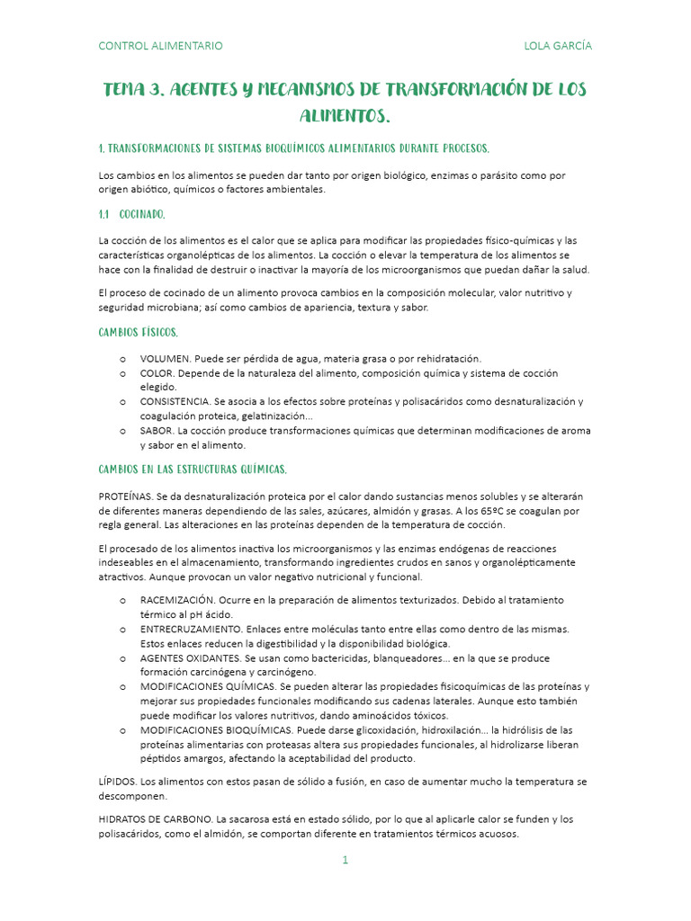 Tema 3. Control | PDF | Alimentos | Proteínas