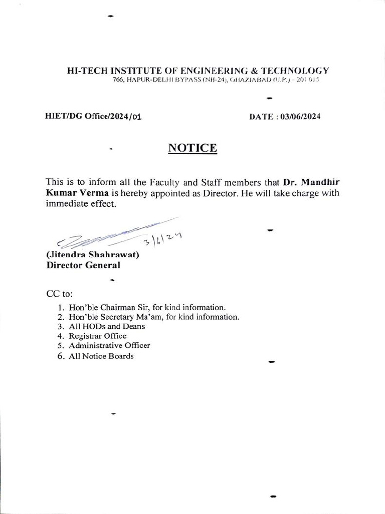 DG Office Notice 01 | PDF