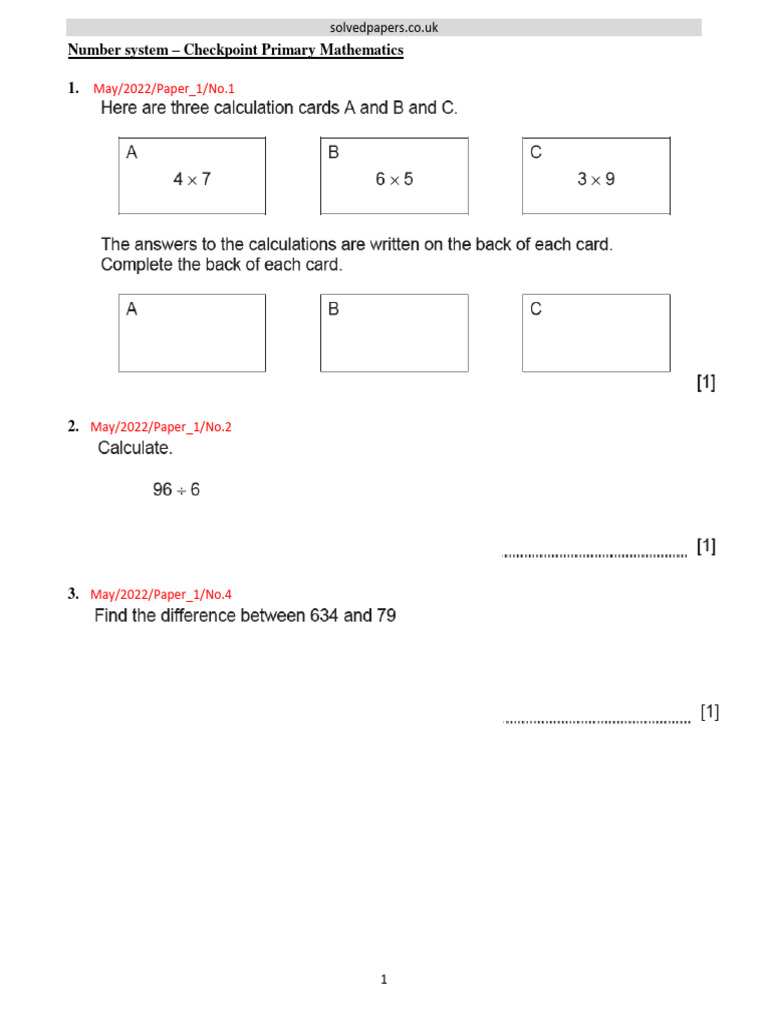 2022 17 Number System Checkpoint Primary Mathematics | PDF | Art