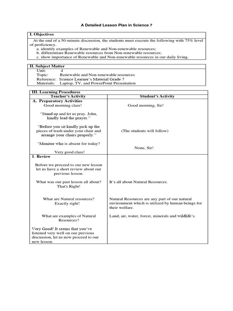 Lesson Plan | Download Free PDF | Renewable Resources | Renewable Energy