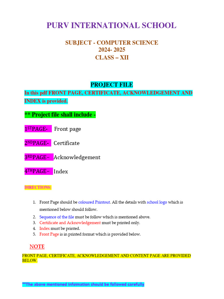 Class Xii- Comp Sci Project | PDF | Computing | Computer Science