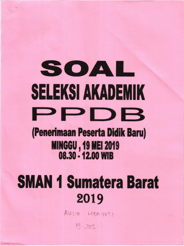 Soal PPDB 2019 | PDF | Kajian Bahasa Asing