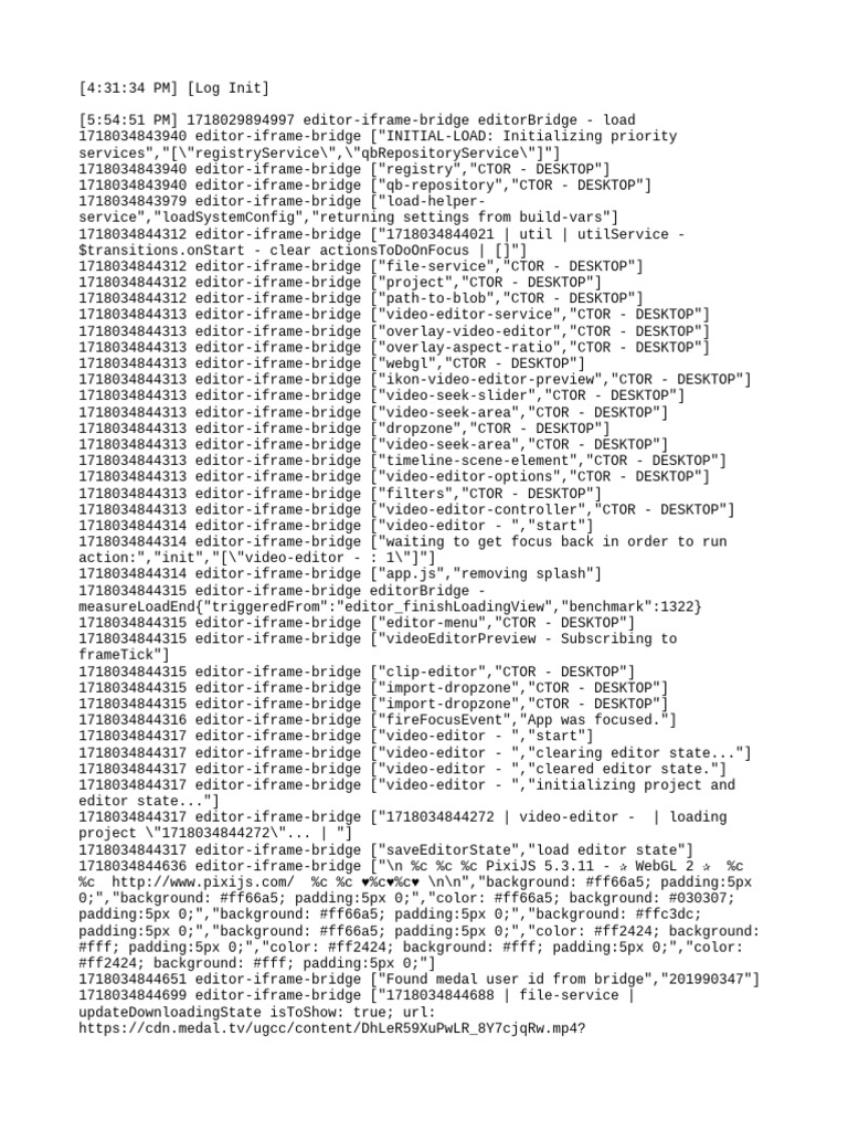 Video Editor Log Analysis | PDF | Software | Computing