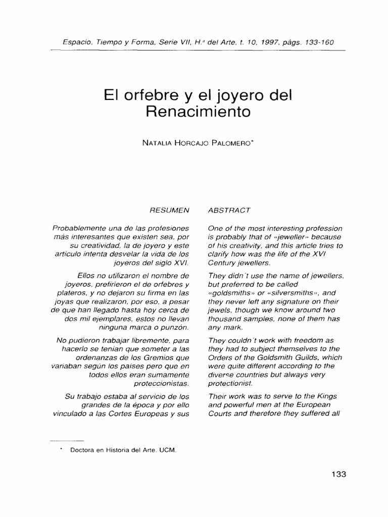 El Orfebre y El Joyero Del Renacimiento | PDF | Joyería | Renacimiento