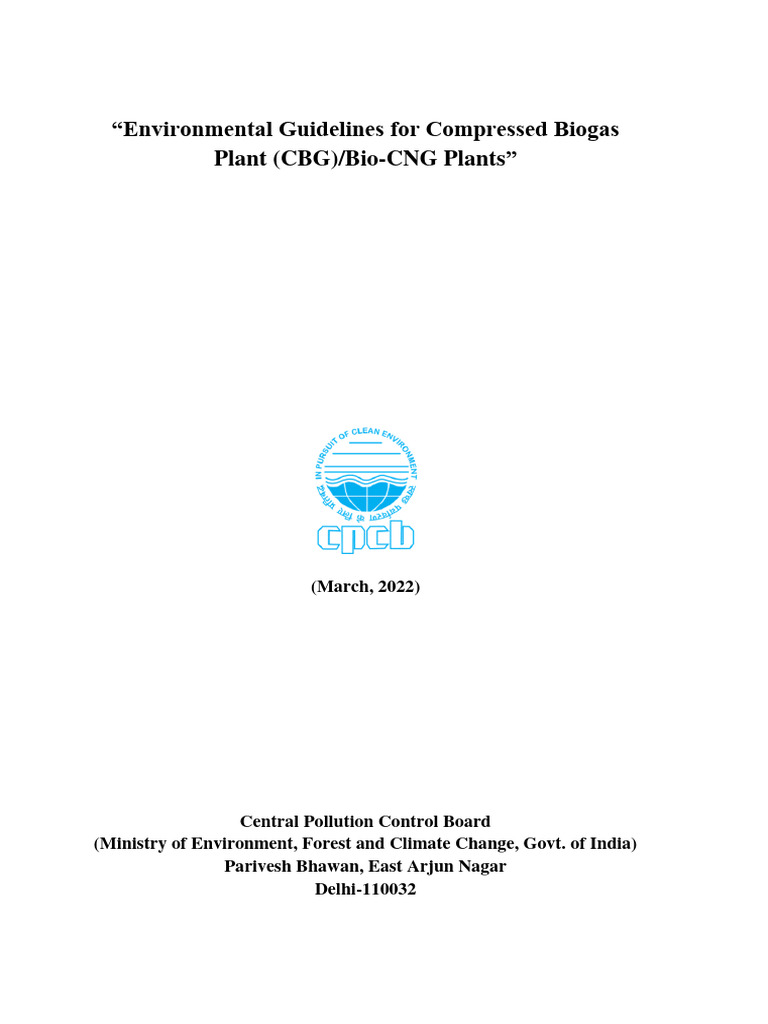 Environmental Guideline For CBG - Compressed | PDF | Biogas | Anaerobic ...