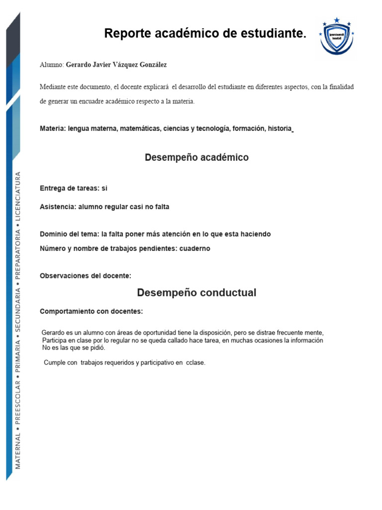 REPORTE ACADEMICO Gerardo (1) | PDF